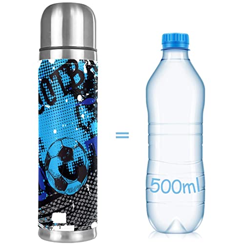 Football Grunge Soccer Vacuum Insulated Water Bottle Stainless Steel Thermos Flask Travel Mug Coffee Cup Double Walled 17 OZ