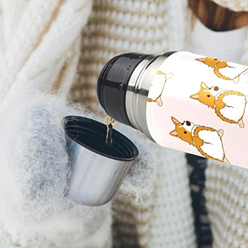 Cute Funny Corgi Dog Puppy Stainless Steel Water Bottle Leak-Proof, Double Walled Vacuum Insulated Flask Thermos Cup Travel Mug 17 OZ