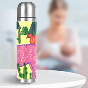 Alpaca Llama Cactus Stainless Steel Water Bottle Leak-Proof, Double Walled Vacuum Insulated Flask Thermos Cup Travel Mug 17 OZ