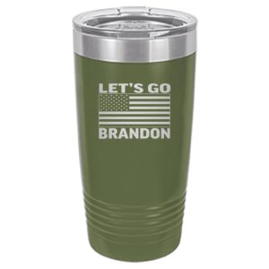 Rogue River Tactical Funny Let's Go Brandon 20 Ounce Large Stainless Steel Travel Tumbler Mug Cup Great Gag Gift (Green)