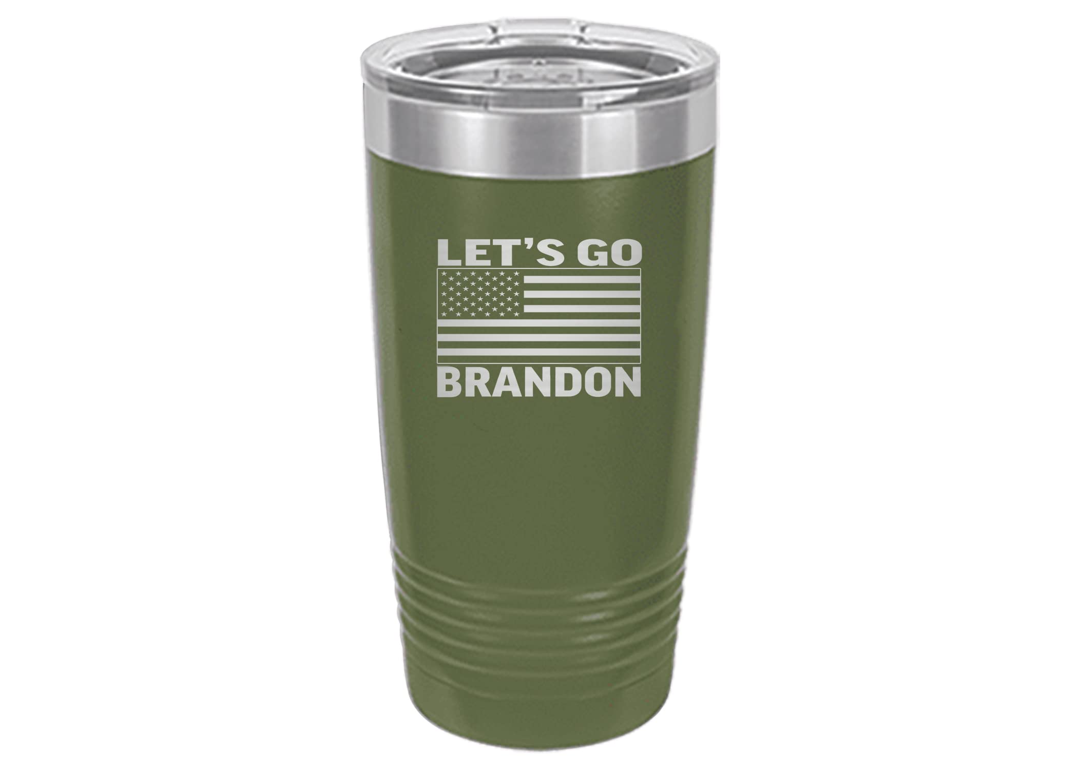 Rogue River Tactical Funny Let's Go Brandon 20 Ounce Large Stainless Steel Travel Tumbler Mug Cup Great Gag Gift (Green)