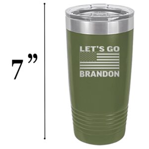 Rogue River Tactical Funny Let's Go Brandon 20 Ounce Large Stainless Steel Travel Tumbler Mug Cup Great Gag Gift (Green)