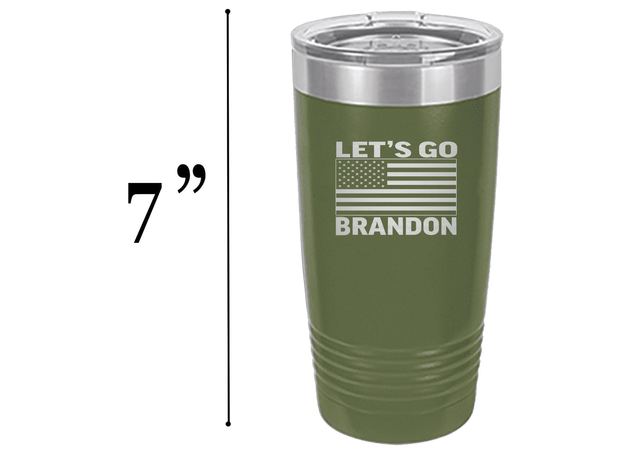 Rogue River Tactical Funny Let's Go Brandon 20 Ounce Large Stainless Steel Travel Tumbler Mug Cup Great Gag Gift (Green)