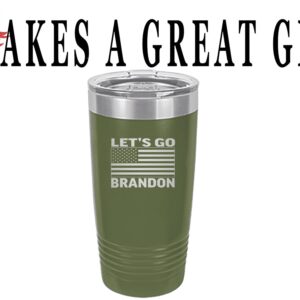 Rogue River Tactical Funny Let's Go Brandon 20 Ounce Large Stainless Steel Travel Tumbler Mug Cup Great Gag Gift (Green)