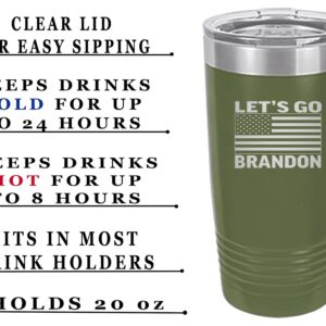 Rogue River Tactical Funny Let's Go Brandon 20 Ounce Large Stainless Steel Travel Tumbler Mug Cup Great Gag Gift (Green)