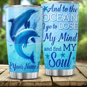 CUBICER Personalized Coffee Tumbler Dolphin Custom Name Valentines Gifts For Girls Women Insulated Cup Travel Mug With Lid Inspirational Quote Glitter Hot And Cold Steel Tumblers