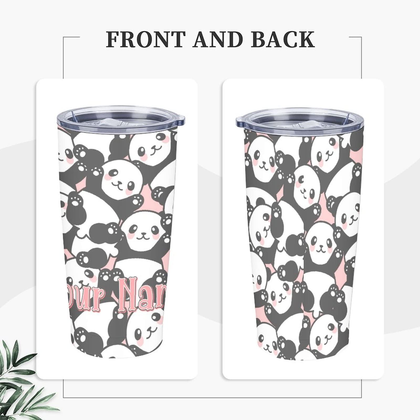 Panda Tumbler Gifts, 20 OZ Tumblers with Straw & Lid Double Wall Vacuum Insulated Printed Cup, Coffee Wine Water Tea Mug for Women Men Couple Teen Boys Girls Birthday Valentine’s Day Home Office