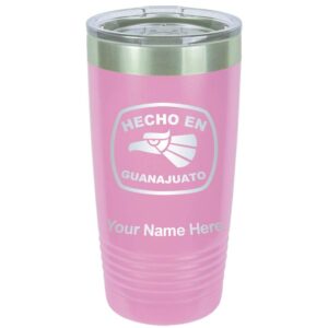 lasergram 20oz vacuum insulated tumbler mug, hecho en guanajuato, personalized engraving included (light purple)