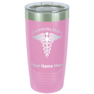 lasergram 20oz vacuum insulated tumbler mug, cardiology, personalized engraving included (light purple)