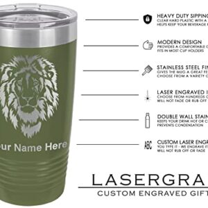 LaserGram 20oz Vacuum Insulated Tumbler Mug, Basketball Player Woman, Personalized Engraving Included (Camo Green)