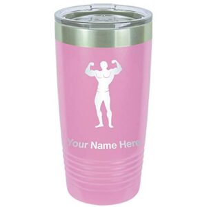 lasergram 20oz vacuum insulated tumbler mug, bodybuilder, personalized engraving included (light purple)