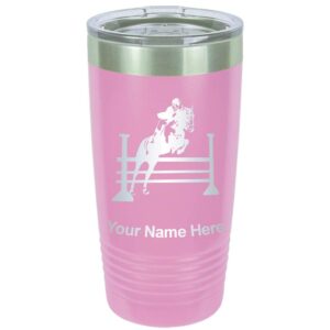 lasergram 20oz vacuum insulated tumbler mug, horse hurdles, personalized engraving included (light purple)