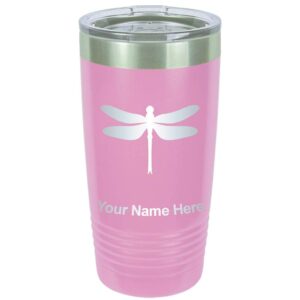 lasergram 20oz vacuum insulated tumbler mug, dragonfly, personalized engraving included (light purple)