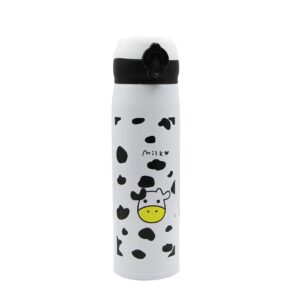 cute thermos animal cow stainless steel water bottle wide mouth insulated vacuum coffee travel mug 17oz