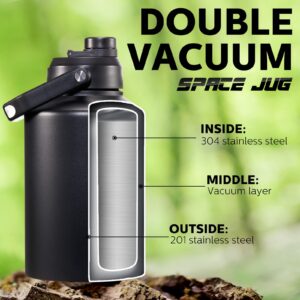 Potchen 128 oz Large Insulated Water Jug One Gallon Vacuum Water Bottle Double Walled Stainless Steel Insulated Water Bottle