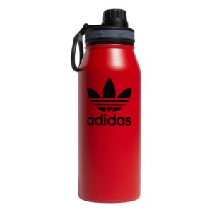 adidas originals 1 liter (32 oz) metal water bottle, hot/cold double-walled insulated 18/8 stainless steel, better scarlet/black/onix grey, one size