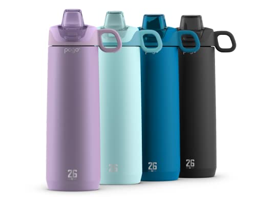 Pogo Active Stainless Steel Insulated Water Bottle with Leak Proof Straw Lid, 26oz, Lilac