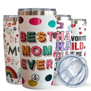 biddlebee gifts for mom travel coffee mug w/slider lid | 20oz spill proof stainless steel insulated cup | mom gifts | mothers day gifts | birthday gifts for mom | mama gifts | best mom ever