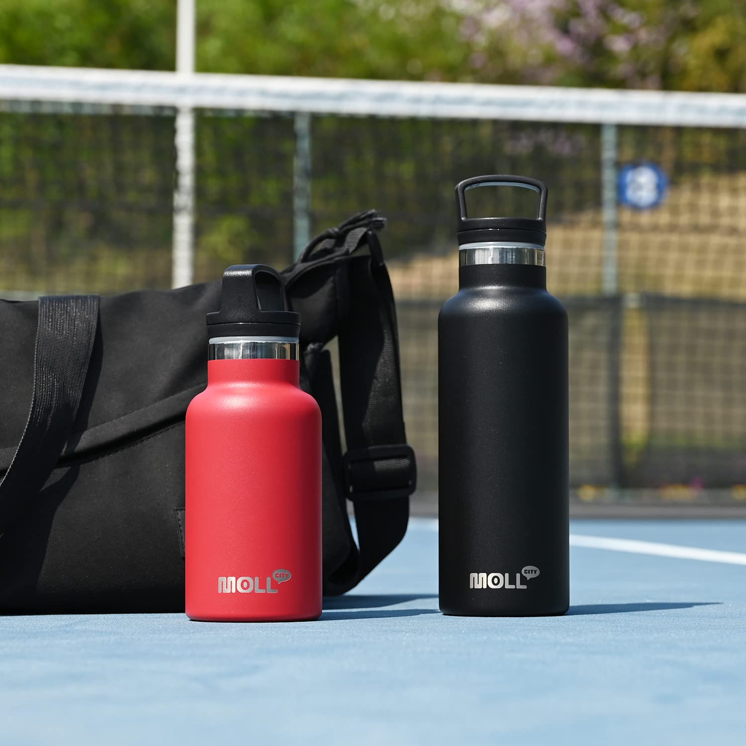 Mollcity 16 oz Water Bottle Stainless Steel Vacuum Insulated Water Bottle for Kids Back to School-Sports Water Flask with Wide Handle (Navy)