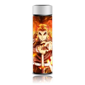 g-ahora anime slayer water bottle,anime water bottle cup,smart temp display reusable water bottle 500ml (rengoku wb)