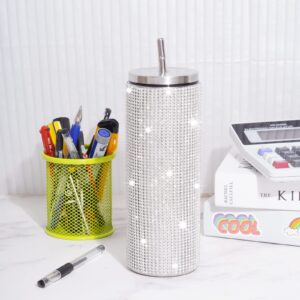 20 oz Glitter Diamond Water Bottle Rhinestone Bling Cup Stainless Steel Tumbler Insulated Cup with Lid Straw Random Color Cup Brush Straw Brush for Women