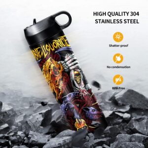 AGH 4 Pack 24oz Stainless Steel Sublimation Water Bottles Kids Water Bottle Sublimation Tumblers, Leakproof Insulated Water Bottle with Straw Lid, Sports Thermos Bike Water Bottles, Chilled for Hours