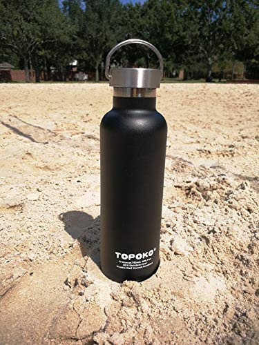 TOPOKO 25 oz Stainless Steel Vacuum Insulated Water Bottle, Keeps Drink Cold up to 24 Hours & Hot up to 12 Hours, Leak Proof and Sweat Proof. Large Capacity Sports Bottle Wide Mouth Metal Lid (Black)