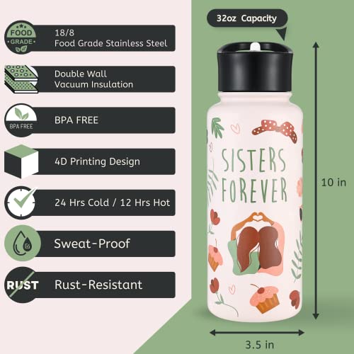 Sisters Gifts From Sister, 32 Oz Insulated Water Bottle With Two Lids, Birthday Gifts For Sister, Gifts For Sister, Gifts For Sisters From Sisters, Sister Birthday Gifts, Best Sister Gifts From Sister