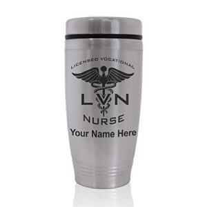 skunkwerkz commuter travel mug, lvn licensed vocational nurse, personalized engraving included