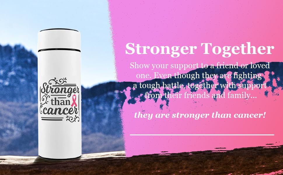 Cancer Gift, Breast Cancer Survivor Gifts for Women 16oz Bottle With Tea Strainer, Insulated Stainless Steel, Coffee Mug, White, Cancer Awareness, Cancer Survivor, Bloomly