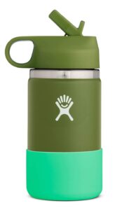 hydro flask 12 oz. kids wide mouth water bottle with straw lid- stainless steel, reusable, vacuum insulated