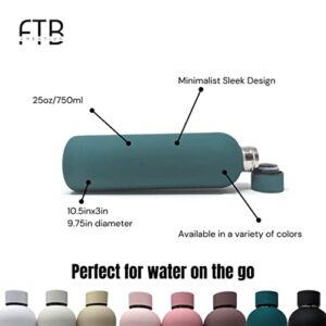 FTB Creative 25oz/750ml Insulated Stainless Steel Matte Water Bottle, Spill proof, Sweat Proof (25oz, Black)