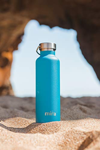 MIRA Alpine Stainless Steel Vacuum Insulated Water Bottle with 2 Lids, Sports Thermos Flask Keeps Cold 24 Hours, Hot 12 Hours, Reusable Hydro Bottle - 25 oz (750 ml) Jasmine Leaves