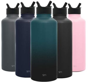 simple modern water bottle with straw lid vacuum insulated stainless steel metal thermos | big reusable leak proof bpa-free flask for gym, travel, sports | summit collection | 84oz, moonlight