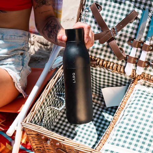 LARQ Bottle Twist Top 17oz - Insulated Stainless Steel Water Bottle | Thermos, BPA Free | Reusable Water Bottle for Camping, Office, and Travel | Keep Drinks Cold and Hot, Obsidian Black