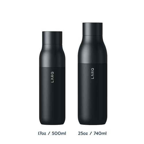 LARQ Bottle Twist Top 17oz - Insulated Stainless Steel Water Bottle | Thermos, BPA Free | Reusable Water Bottle for Camping, Office, and Travel | Keep Drinks Cold and Hot, Obsidian Black