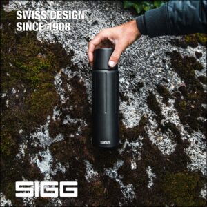 SIGG - Obsidian Insulated Water Bottle - Thermo Flask with Cup - Leakproof - Lightweight - BPA Free - 18/8 Stainless Steel - 37 Oz