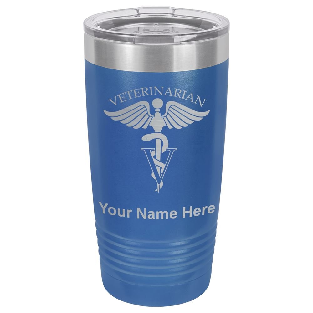 LaserGram 20oz Vacuum Insulated Tumbler Mug, Veterinarian, Personalized Engraving Included (Dark Blue)