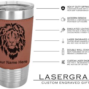 LaserGram 20oz Vacuum Insulated Tumbler Mug, Hecho en San Luis Potosi, Personalized Engraving Included (Faux Leather, Dark Brown)