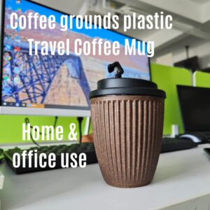 THVAULE Coffee Grounds Recycled Plastic Travel Coffee Mugs with Lids Reusable Coffee Cups With Lids Leak Proof To Go Coffee Mug for Home Office Cup holder, Mug Gift for Men Women (Coffee,10oz)