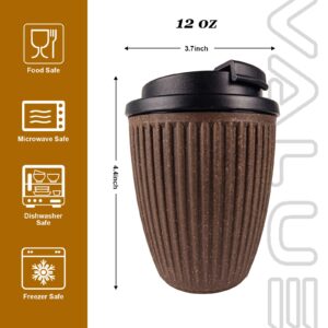 THVAULE Coffee Grounds Recycled Plastic Travel Coffee Mugs with Lids Reusable Coffee Cups With Lids Leak Proof To Go Coffee Mug for Home Office Cup holder, Mug Gift for Men Women (Coffee,10oz)