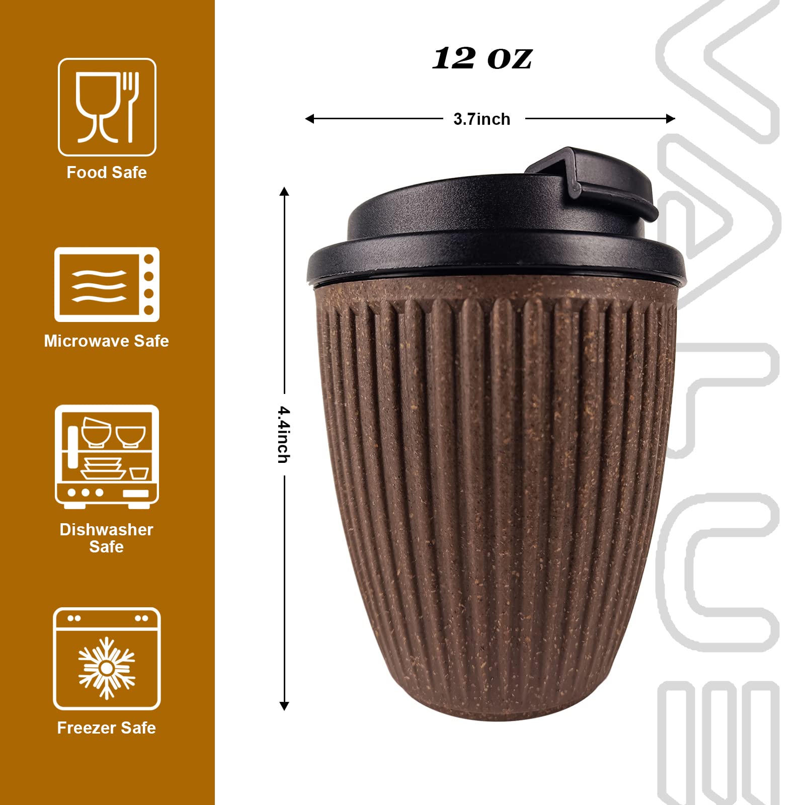 THVAULE Coffee Grounds Recycled Plastic Travel Coffee Mugs with Lids Reusable Coffee Cups With Lids Leak Proof To Go Coffee Mug for Home Office Cup holder, Mug Gift for Men Women (Coffee,10oz)