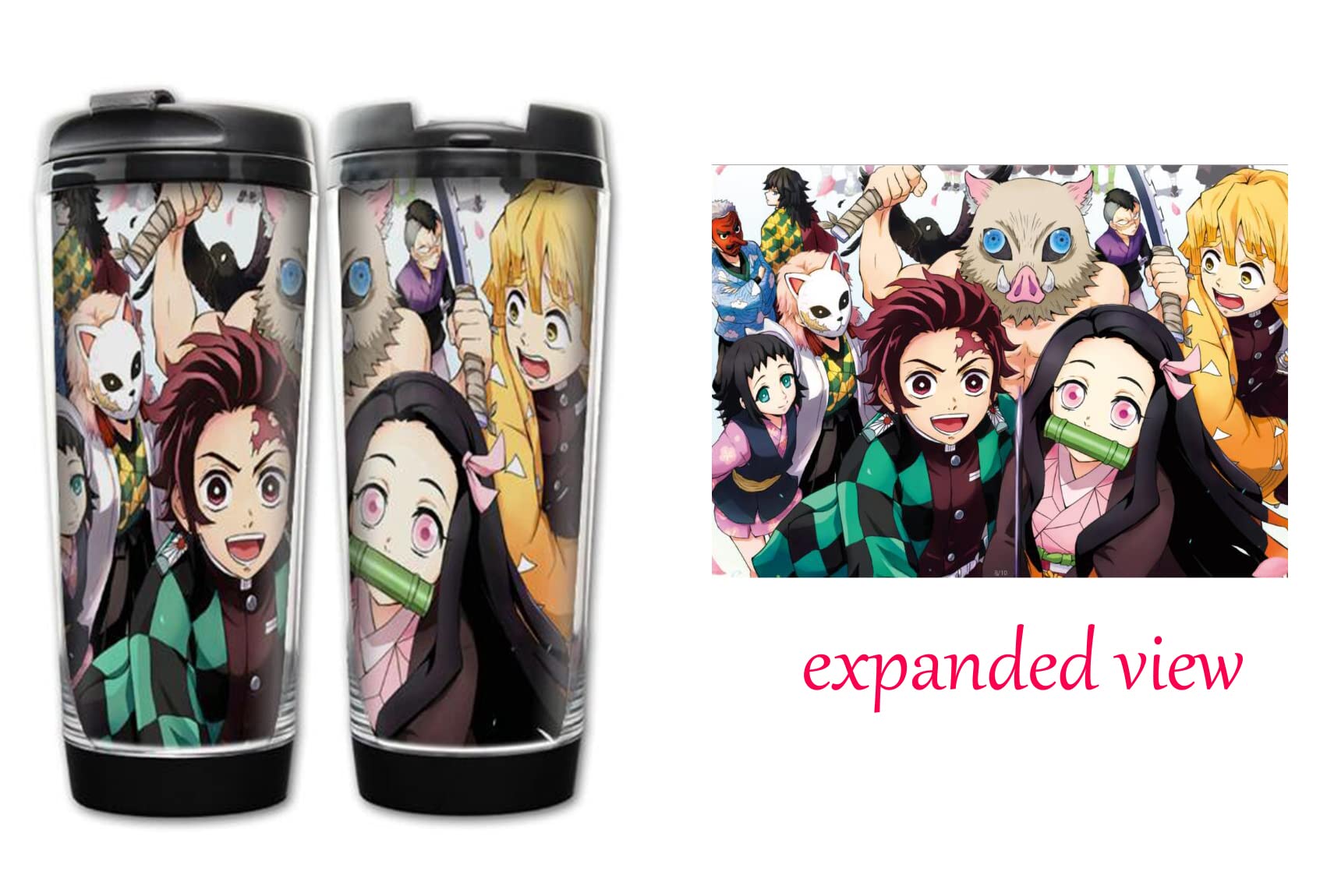 LFASHION Anime Destruction Slayer Water Cup Kimetsu No Yaiba Kamado Tanjirou Mug Cartoon Coffee Cup Water Bottle Plastic (Color1)