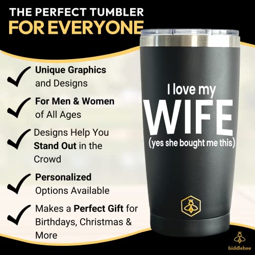 Biddlebee Husband Birthday Gift Funny Husband Gifts Travel Coffee Mug Tumbler w/Slider Lid | Gift for Anniversary | Husband Gifts from Wife | Gifts for Husband | Gift for Him