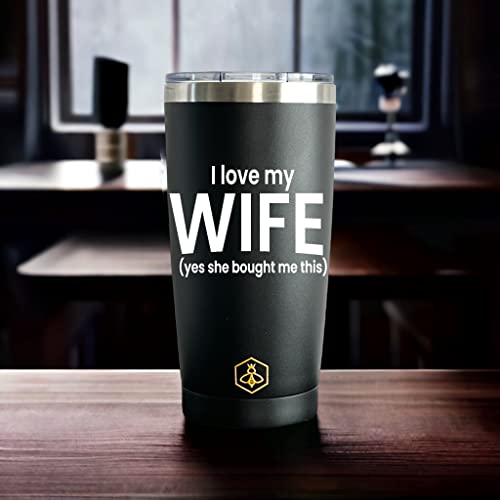 Biddlebee Husband Birthday Gift Funny Husband Gifts Travel Coffee Mug Tumbler w/Slider Lid | Gift for Anniversary | Husband Gifts from Wife | Gifts for Husband | Gift for Him