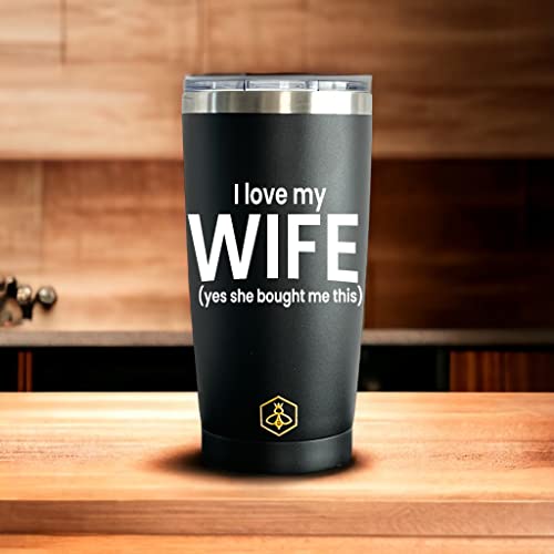 Biddlebee Husband Birthday Gift Funny Husband Gifts Travel Coffee Mug Tumbler w/Slider Lid | Gift for Anniversary | Husband Gifts from Wife | Gifts for Husband | Gift for Him