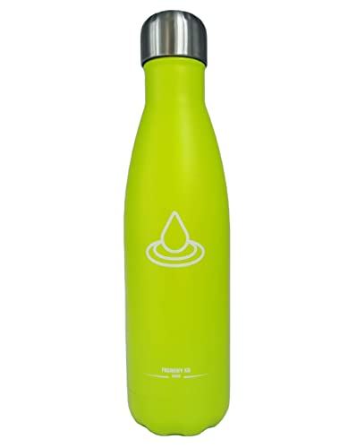 Frenchy EU Sports Water Bottle - 17 OZ Stainless Steel, Vacuum Insulated, Wide Mouth, Leak Proof, Reusable, Ecologique. (Sunny)