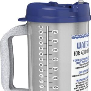 32 oz Insulated Cold Drink Hospital Mug with Blue Lid | Water Essential Travel Mug