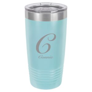 monogram tumbler cup 20oz insulated custom engraved (light blue)