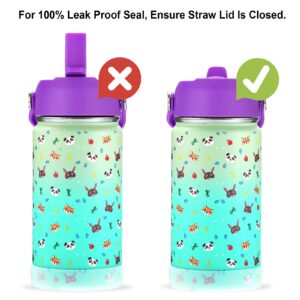 WEREWOLVES 14oz Kids Water Bottle with Straw Lid, Shoulder Strap and Boot - Insulated Stainless Steel, Reusable Leakproof Metal Water Bottles for School Boys Girls